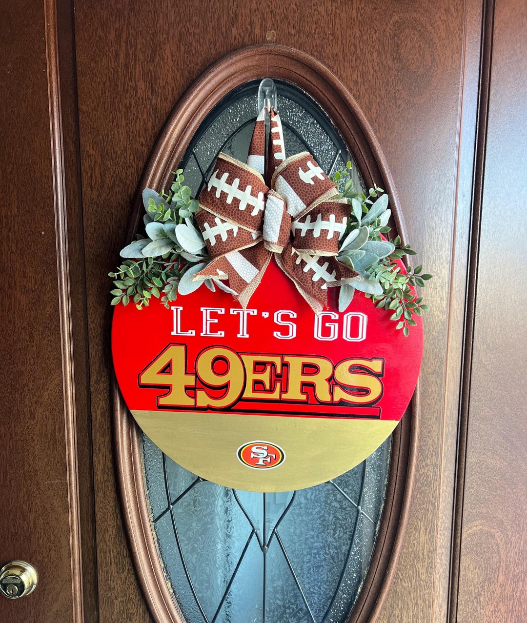 Football Front Door Decor | 49ers Wreath | Football Wreath ...