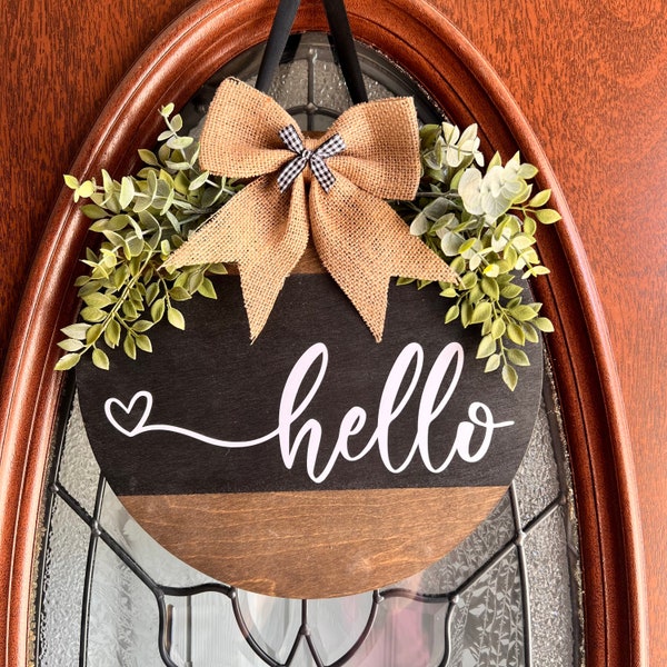 Round Hello Door Sign - Etsy