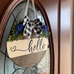 Front Door Sign Hello Door Sign Hello Wooden Sign Hello | Etsy