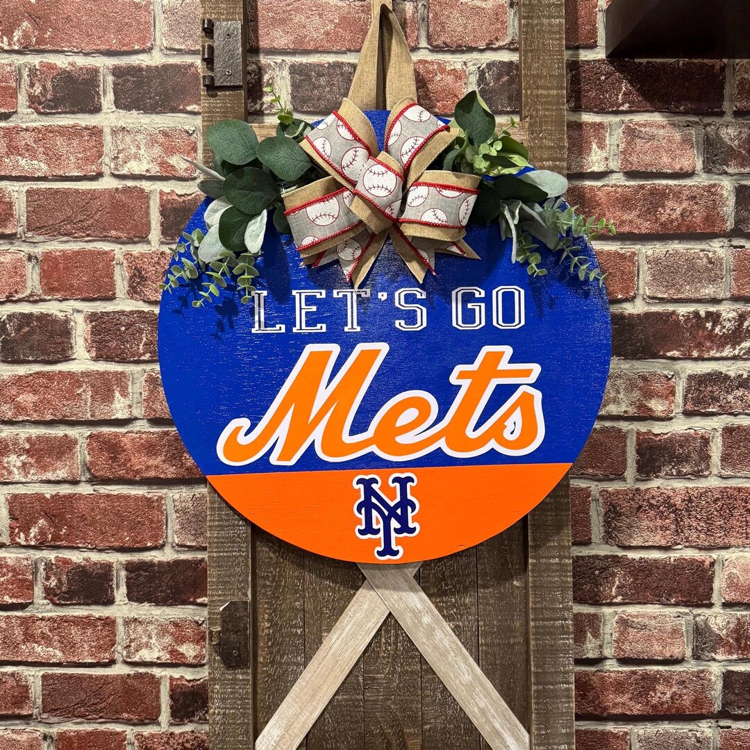 Mets Baseball Wreath: Front Door Decor, Coach Gift - Etsy