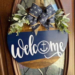 Front Door Decor | Nautical Welcome Sign | Anchor Welcome Sign | Lake ...