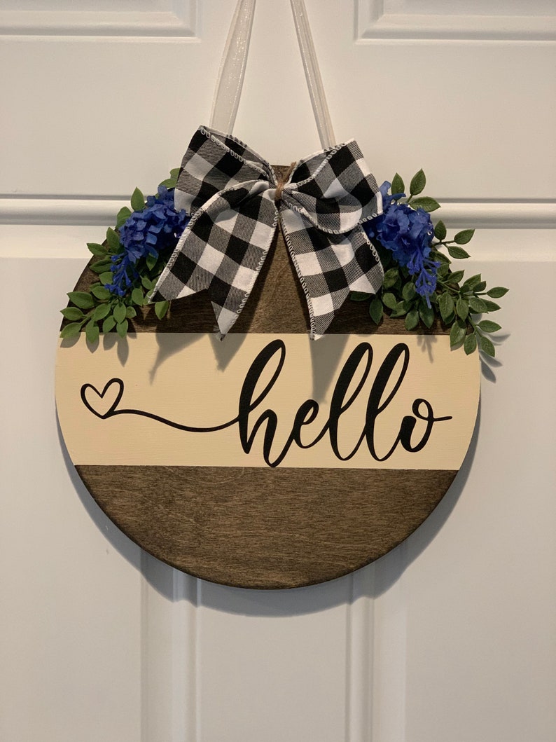 Front Door Sign Hello Door Sign Hello Wooden Sign Hello | Etsy