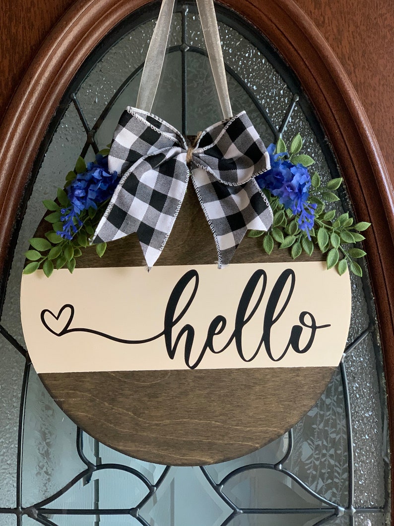 Front Door Sign Hello Door Sign Hello Wooden Sign Hello | Etsy
