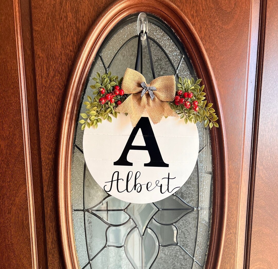Front Door Decor Monogram Wooden Sign Custom Last Name Door Hanger ...