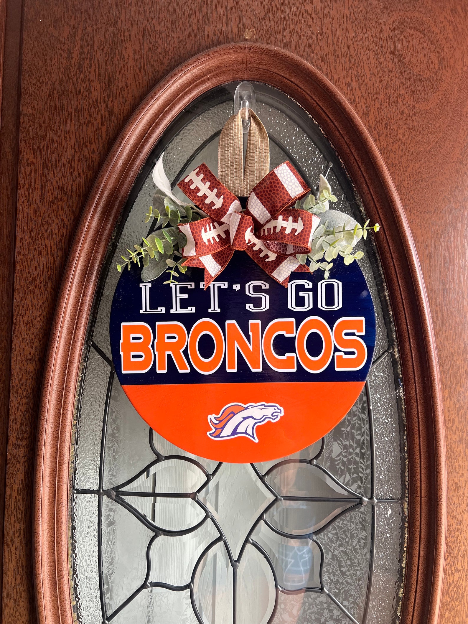 Broncos Door Hanger | Broncos Wooden Wreath | Broncos Wreath | Broncos ...