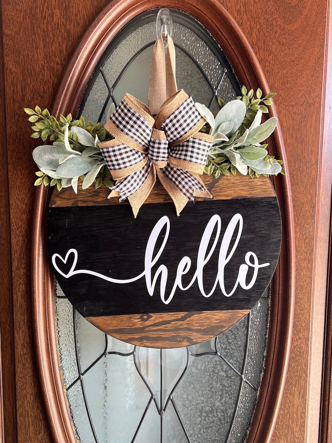 Front Door Decor | Hello Wreath | Year Round Wreath | Front Porch Sign ...