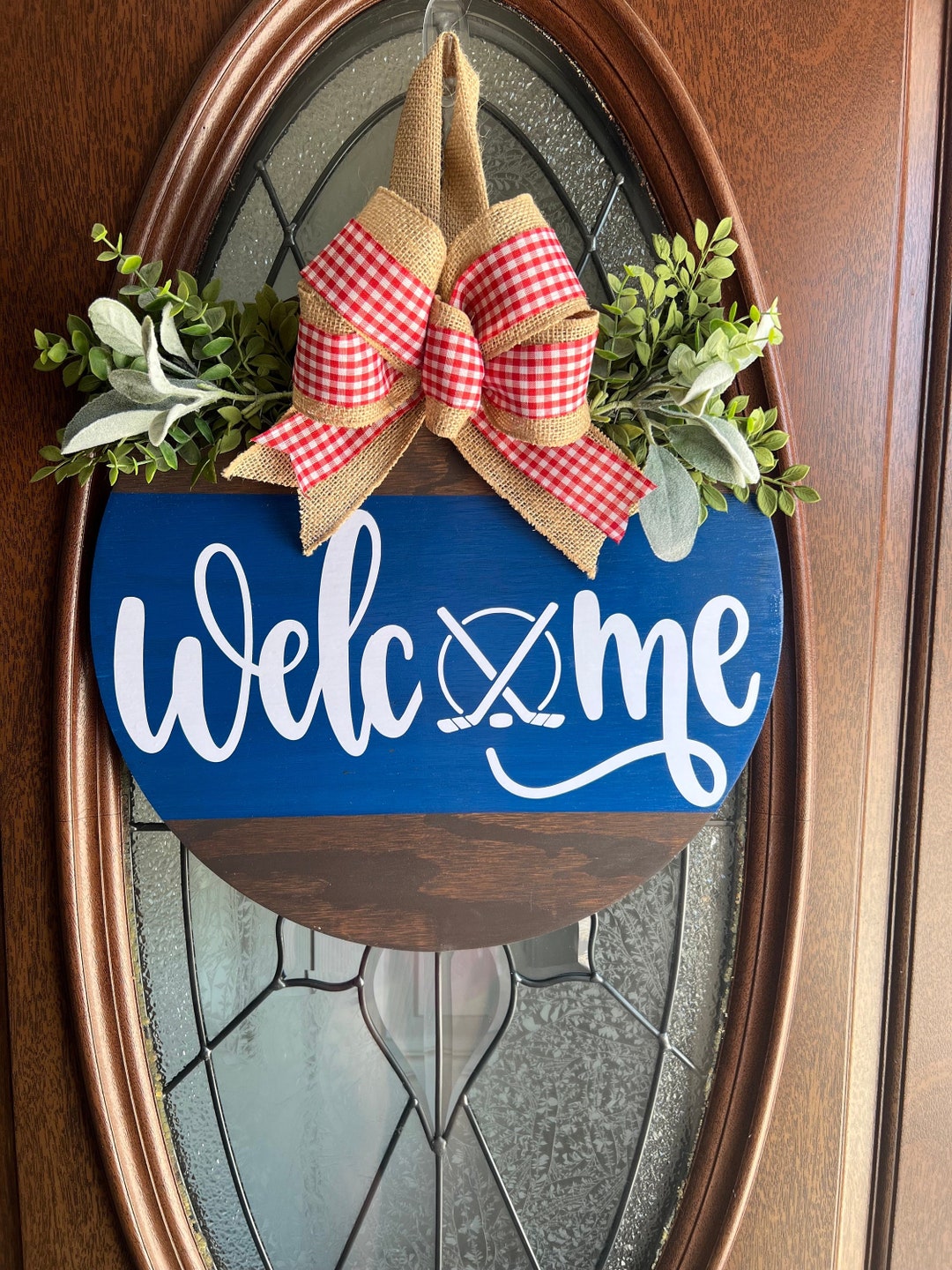 Front Door Decor Hockey Wreath Hockey Sign Hockey Gifts House Warming ...