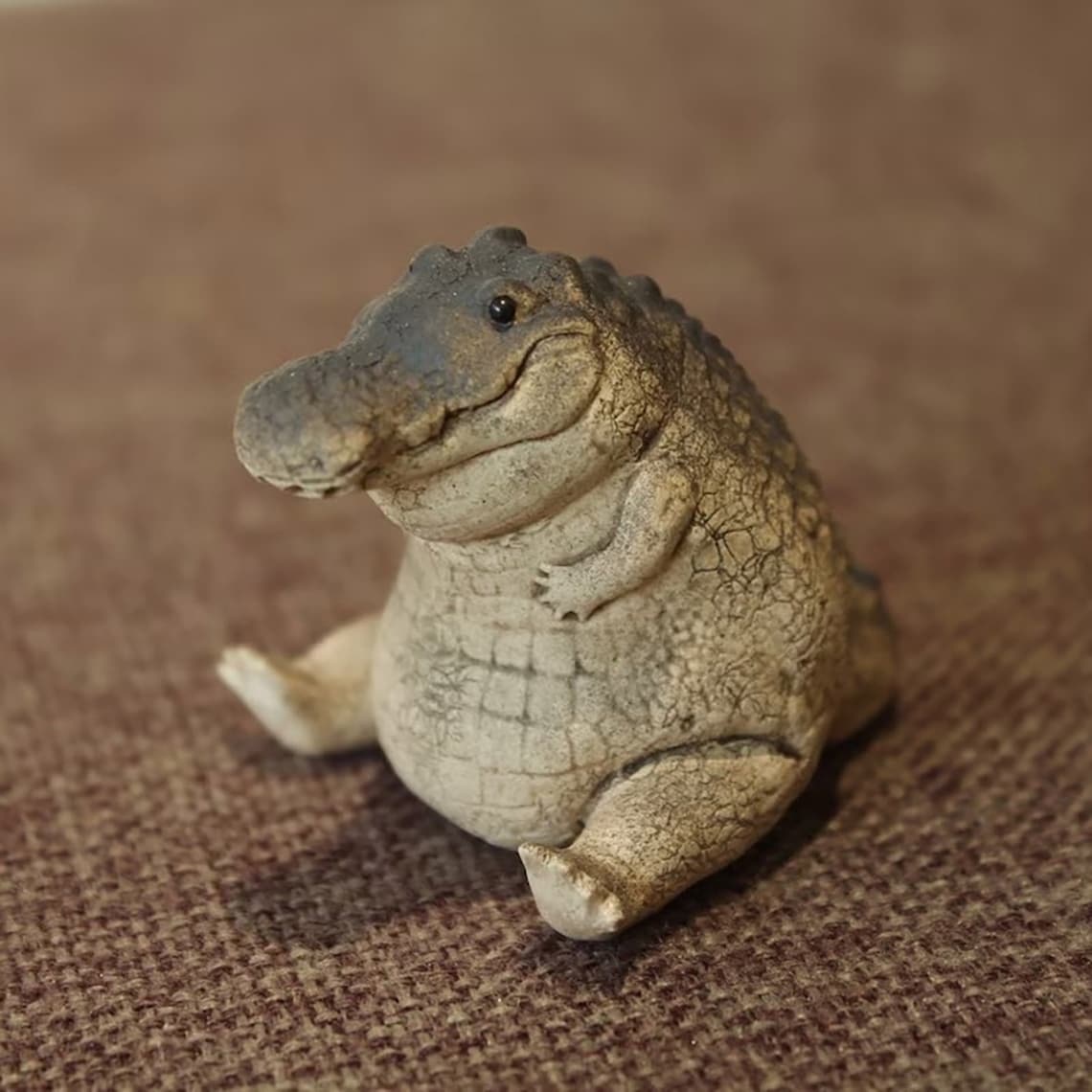 Chubby Crocodile Figurine Handmade Ceramic Tea Pet Made of - Etsy UK