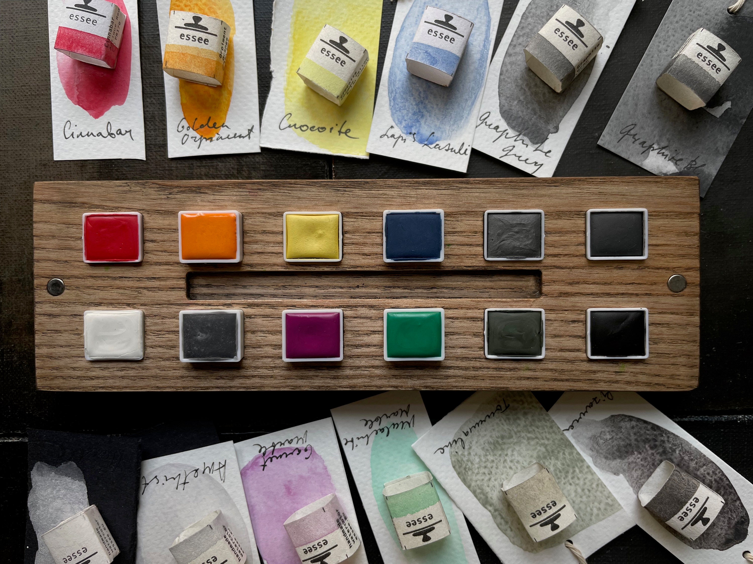 12 Lapis. Genuine Stones. Honey Watercolor Set Ash Wood - Etsy