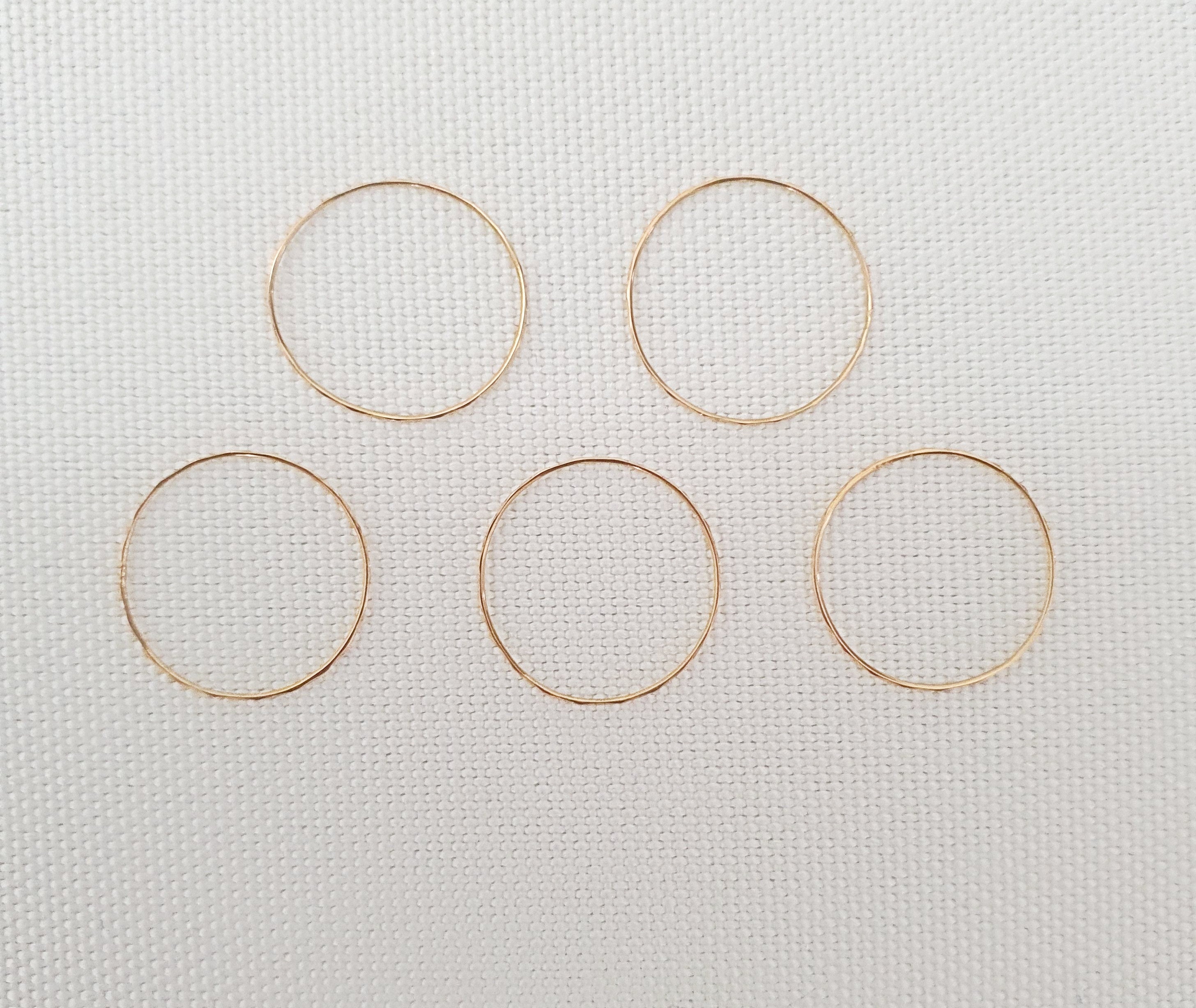 18K Yellow Gold Laser Cut Hammered Stackable 5 Rings per Set Handmade ...