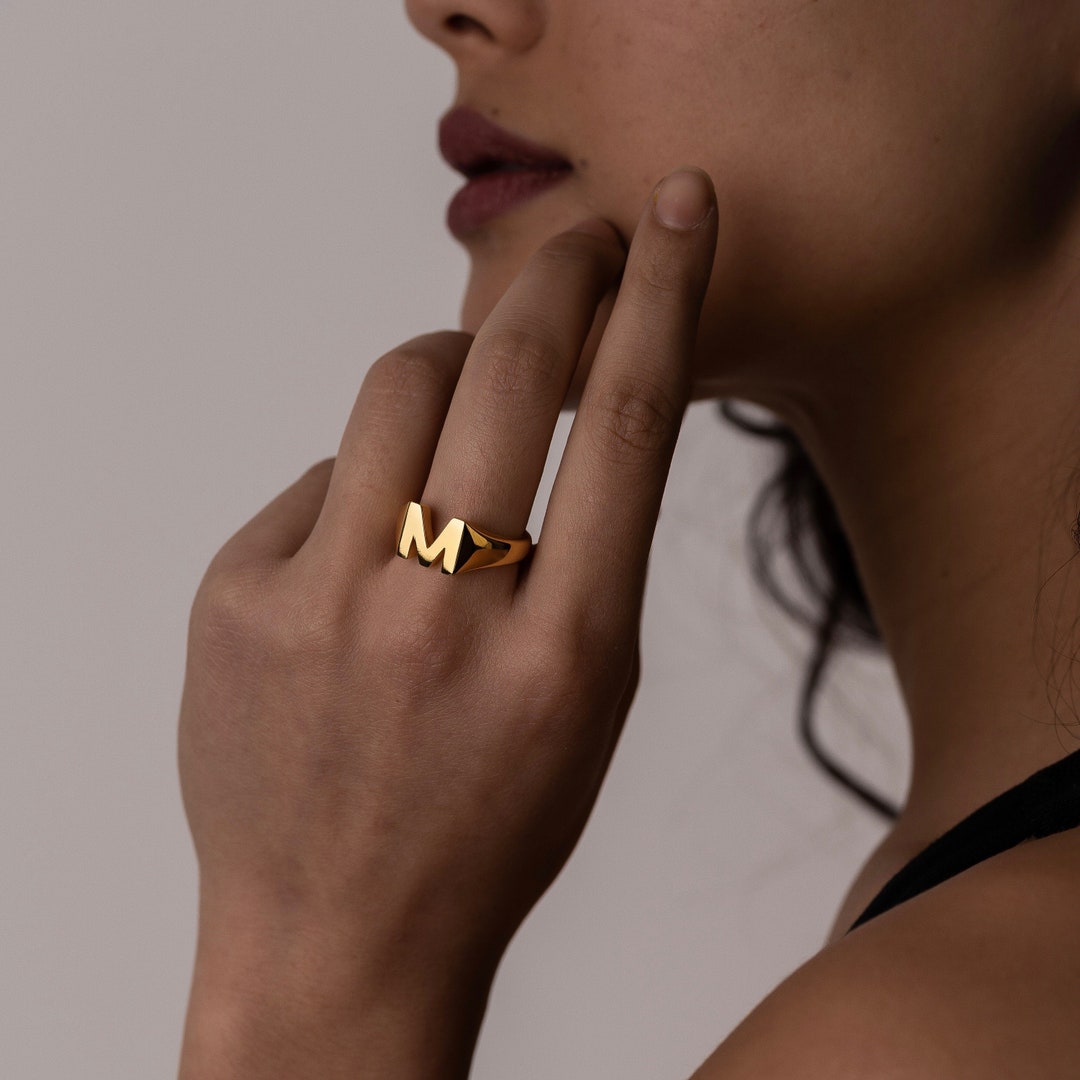 Chunky Letter Rings Womens Custom Rings Handmade Jewelry - Etsy