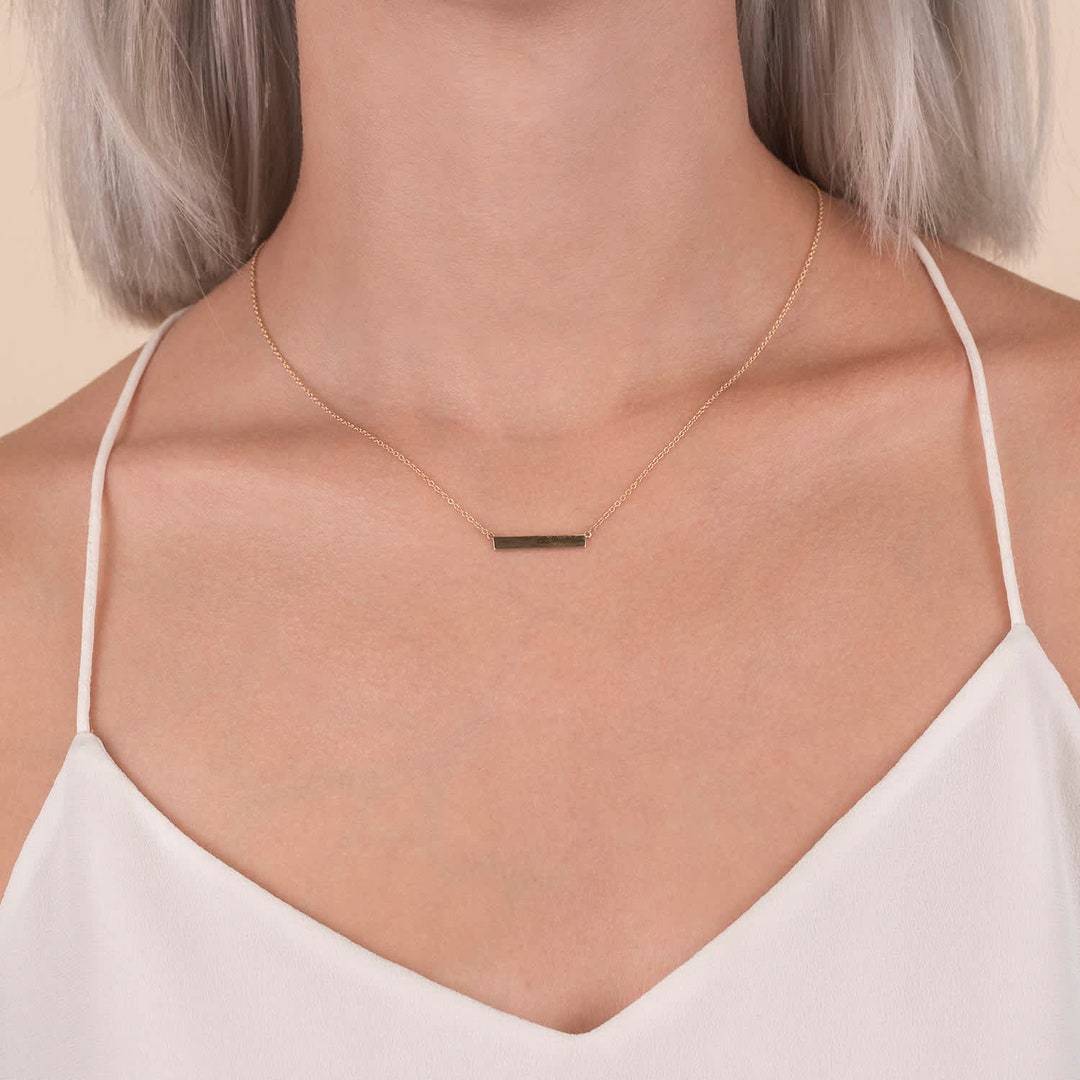 Classic Horizontal Bar Pendant Necklace Custom Made - Etsy