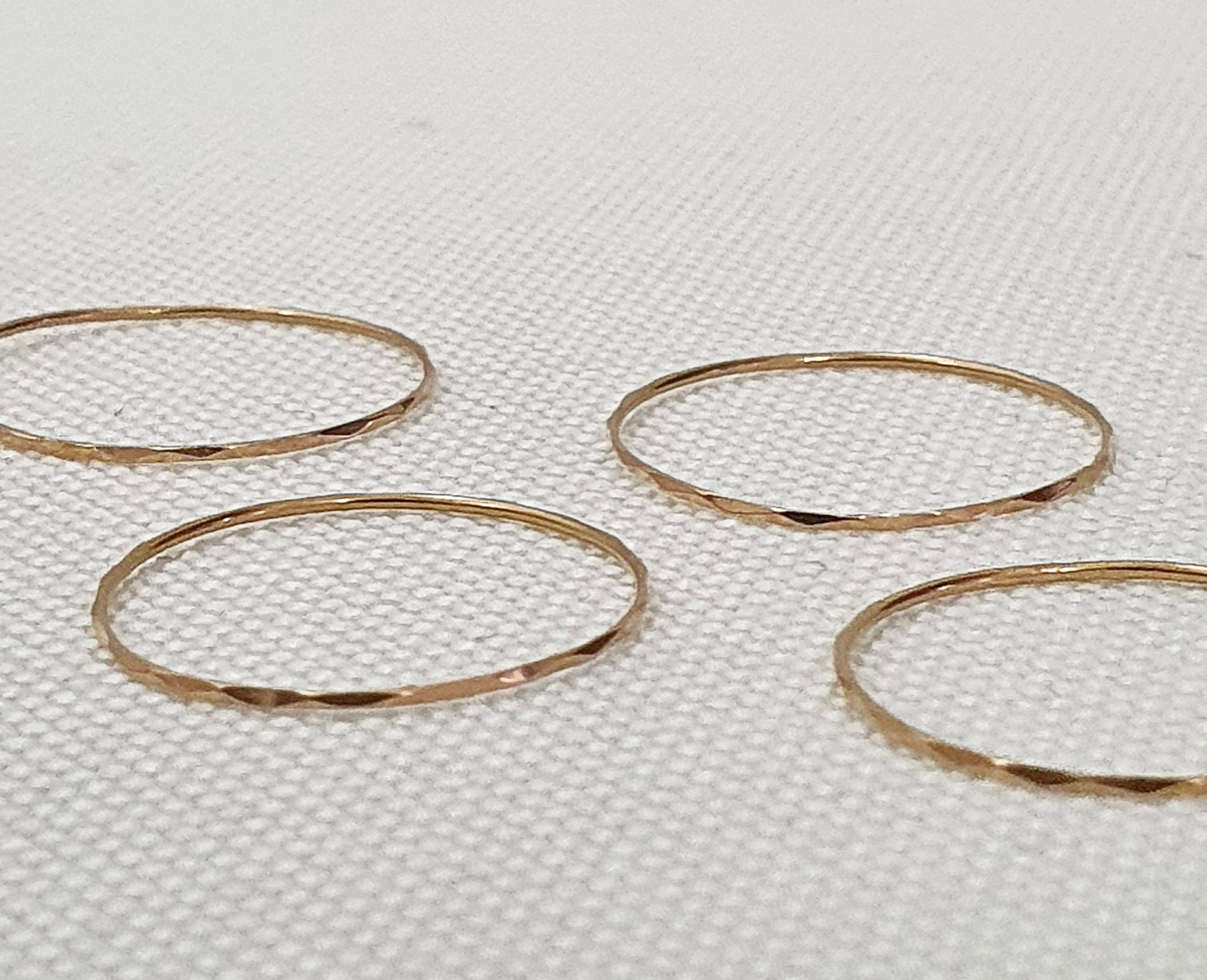 18K Yellow Gold Laser Cut Hammered Stackable 5 Rings per Set Handmade ...