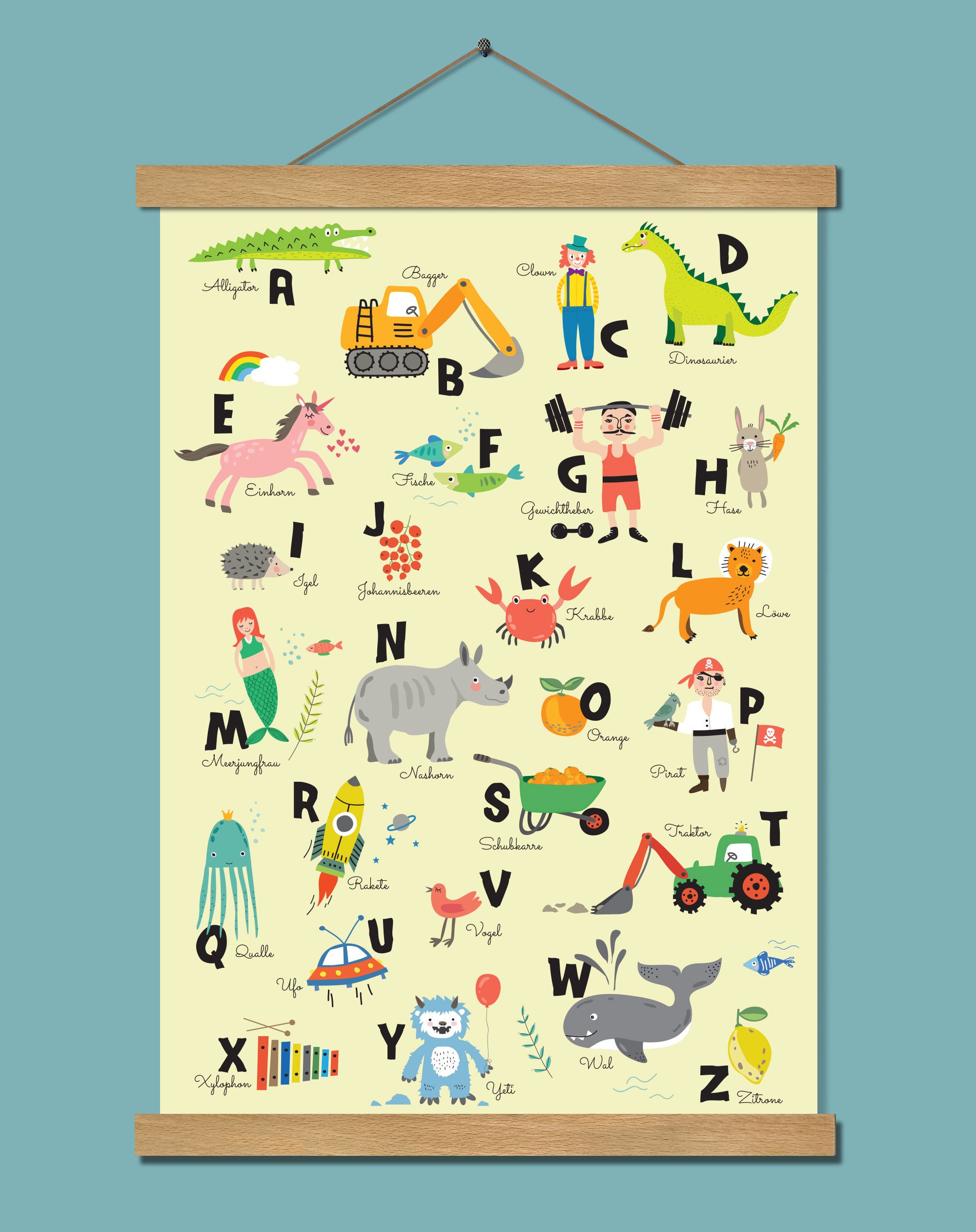 ABC Kinderposter, DIN A2, Buchstaben lernen, Lernposter Alphabet ...