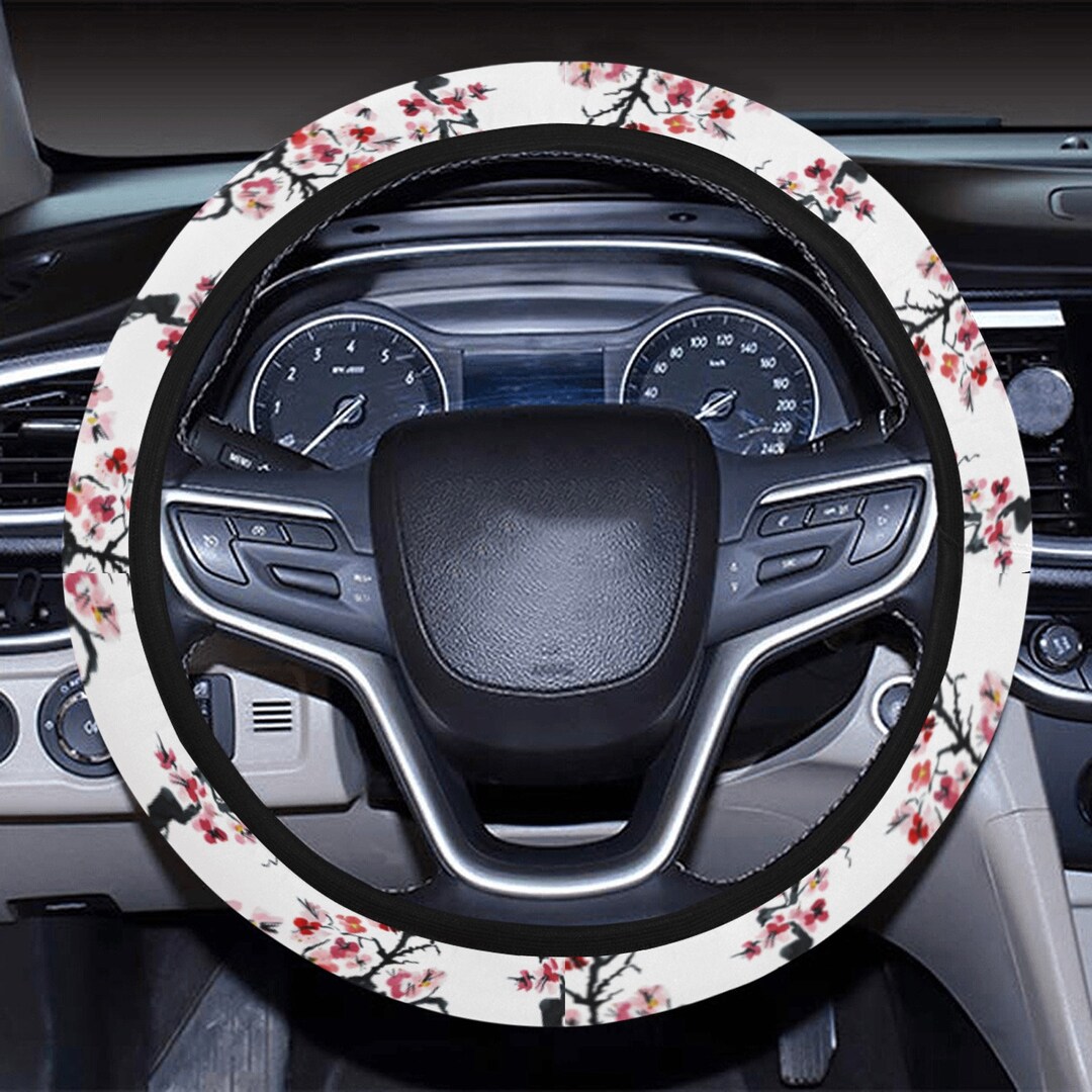 Wheel Cover for Car, Sakura Blossom, Steering Wheel Cover, White Pink ...