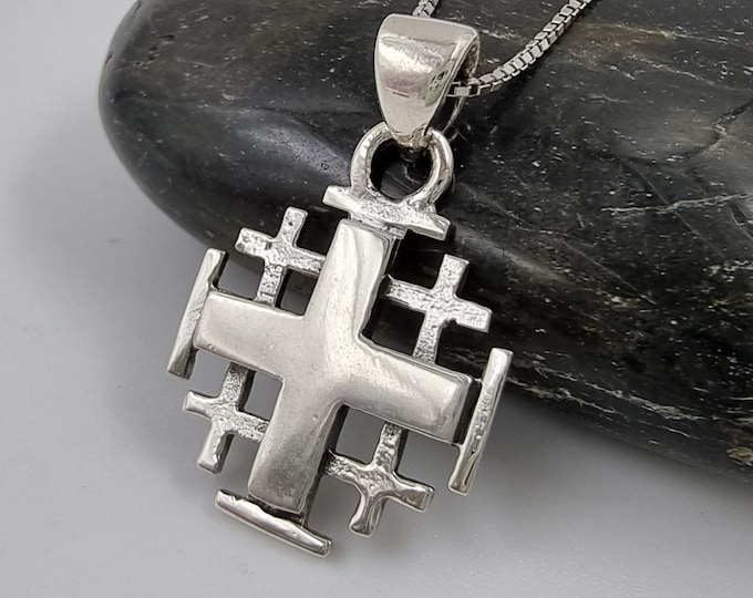 JERUSALEM CROSS Necklace 925 Sterling Silver Crusaders Cross Pendant ...