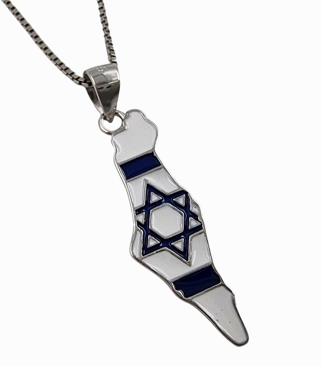 Israel Map Necklace Jewish Star of David 925 Sterling Silver - Etsy