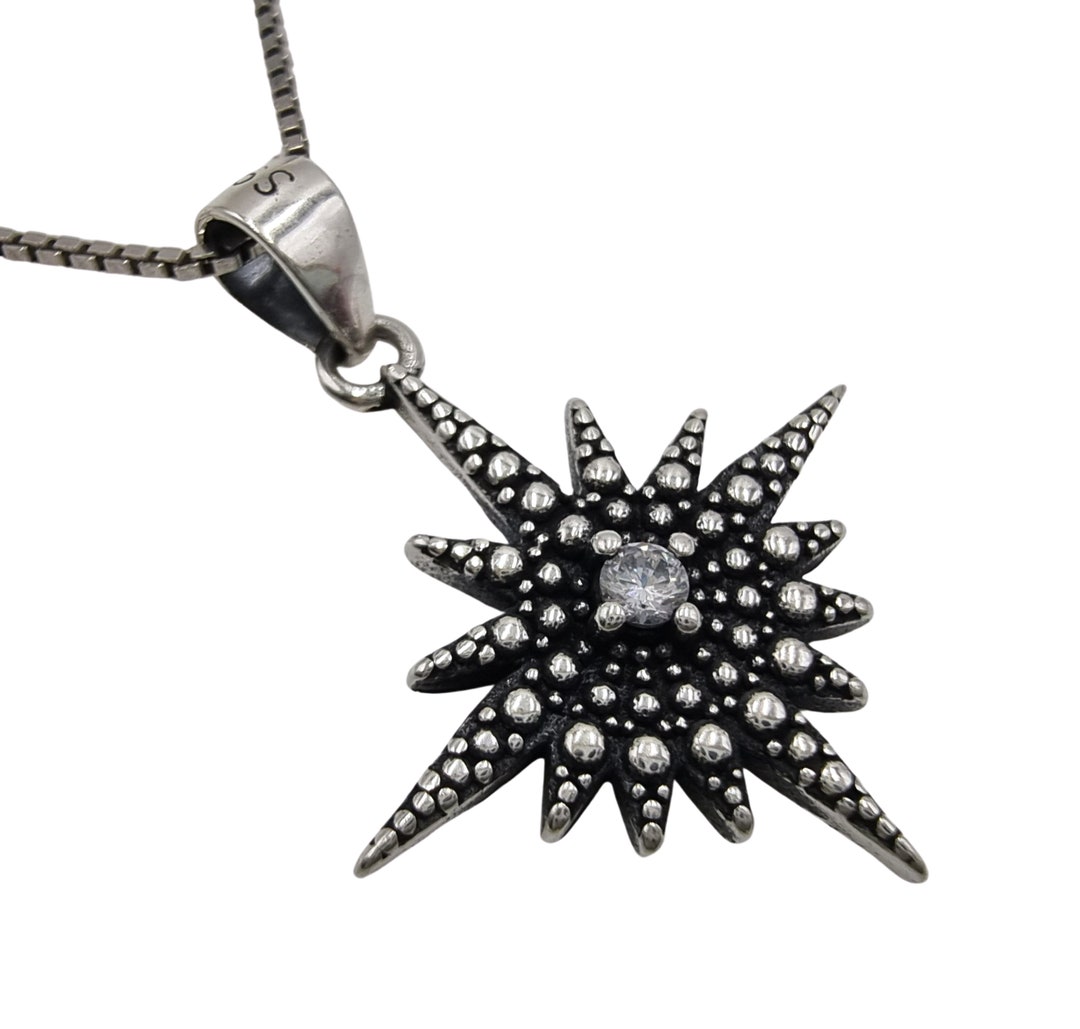 Star of Bethlehem Necklace With Chain 925 Sterling Silver Cubic ...