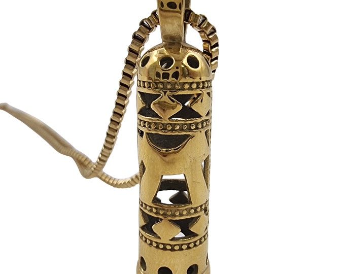 Mezuzah Pendant Hebrew Chai 18K Gold Plated Hebrew Necklace Kabbalah ...