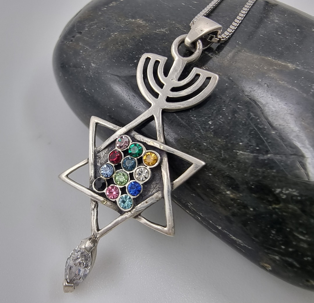 12 Tribes of Israel Messianic Pendant With Star of David Menorah ...