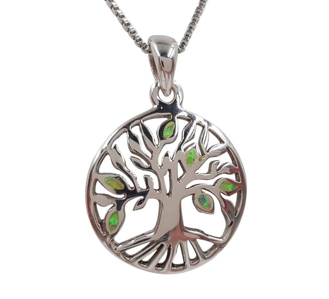Opal Baum Des Lebens Halskette Stammbaum Anhänger 925 Sterling Silber Kette Schutz Schmuck Charm ...