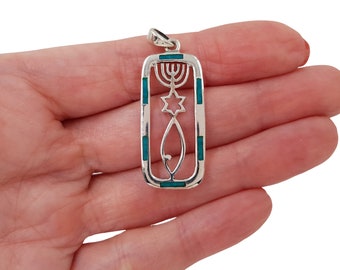 Messianic Jerusalem Seal Pendant Necklace 925 Sterling Silver, Plain ...