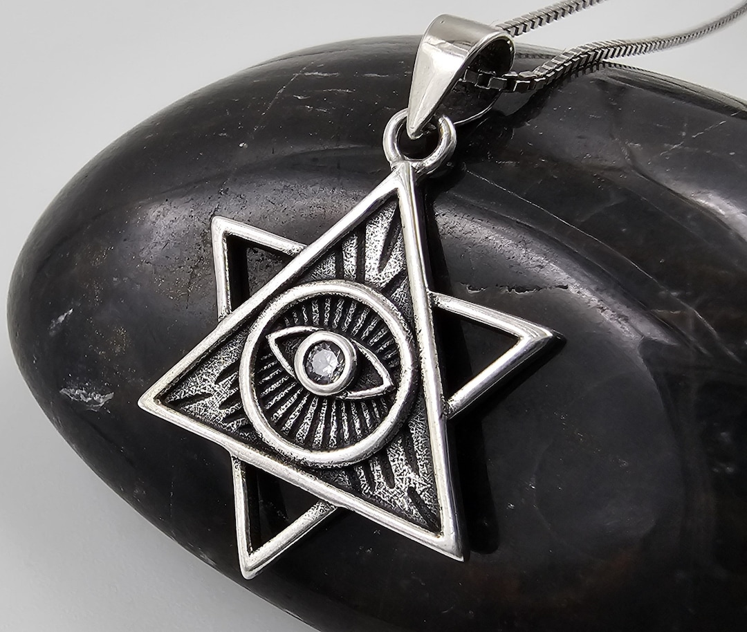 Star of David Necklace Eye of Providence Pendant 925 Sterling Silver ...