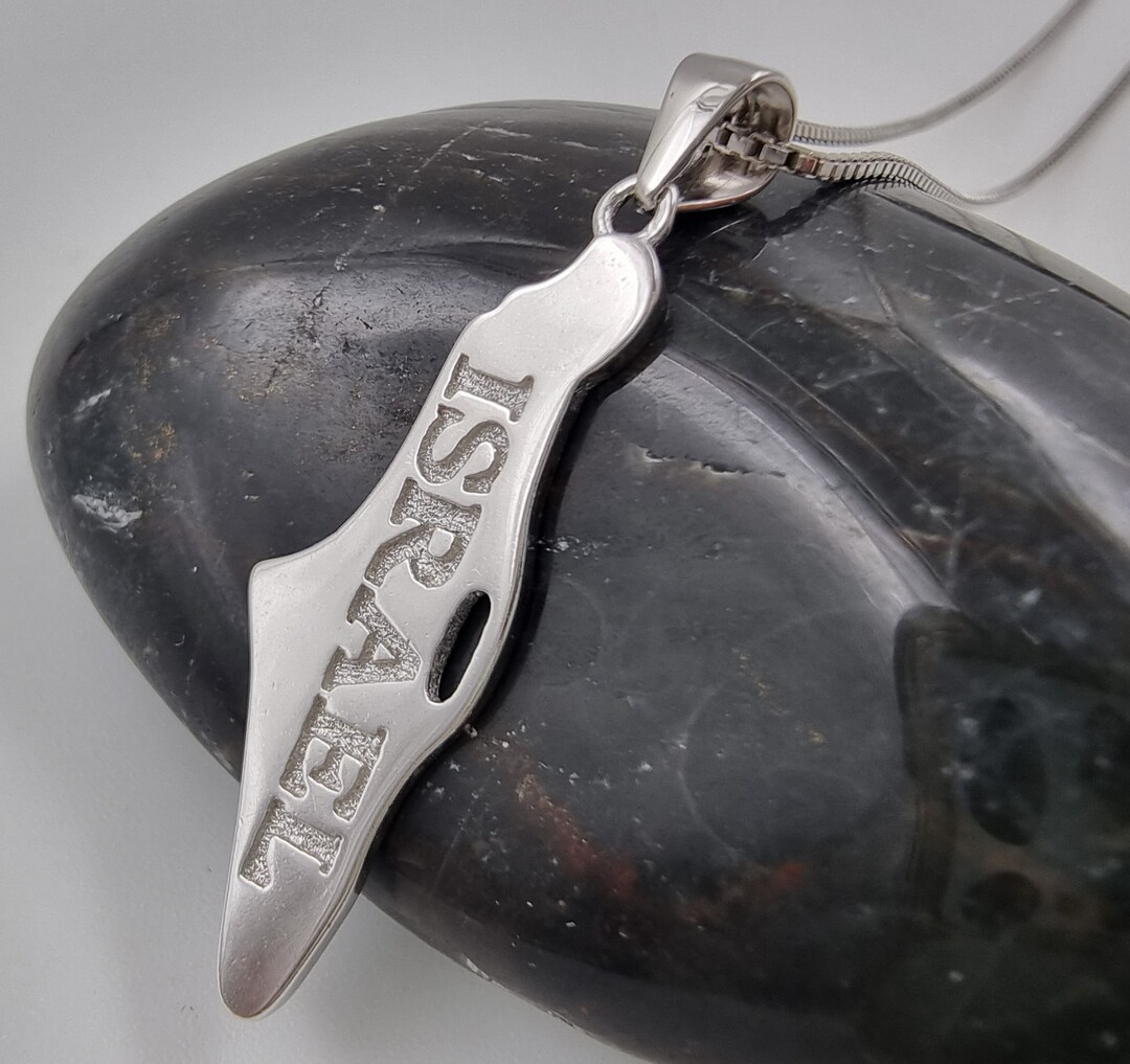 925 Sterling Silver Map of Israel Necklace Hebrew Pendant - Etsy
