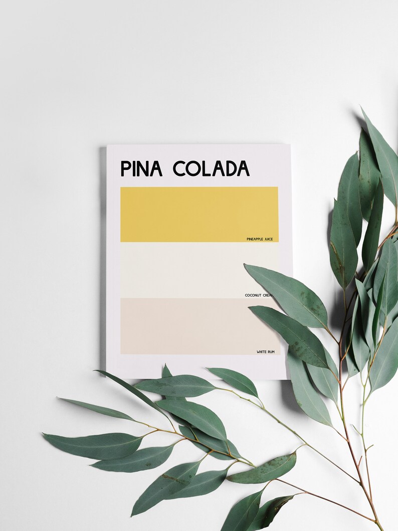 Piña Colada Cocktail Recipe Color Palette Print Create Your - Etsy