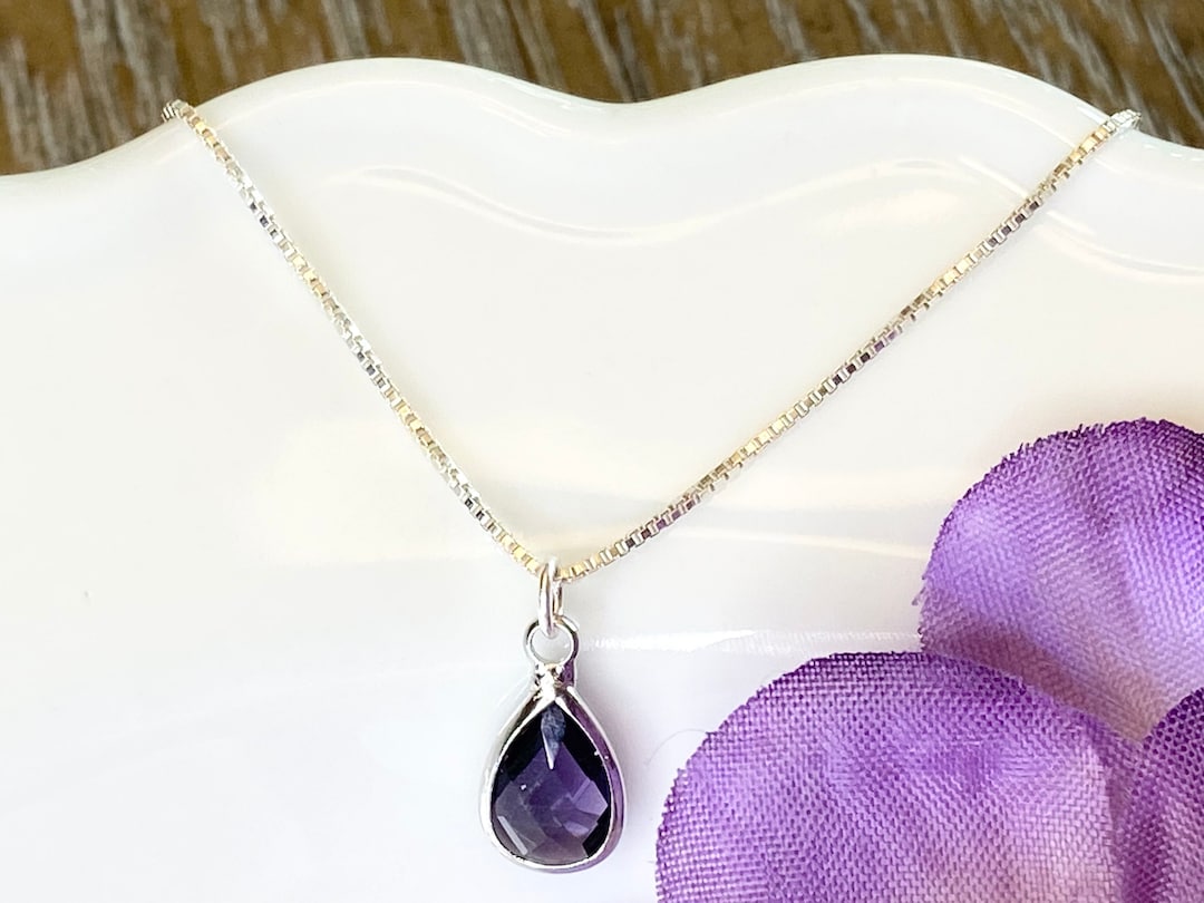 February Birthstone Necklace, February Birthday Necklace, February ...