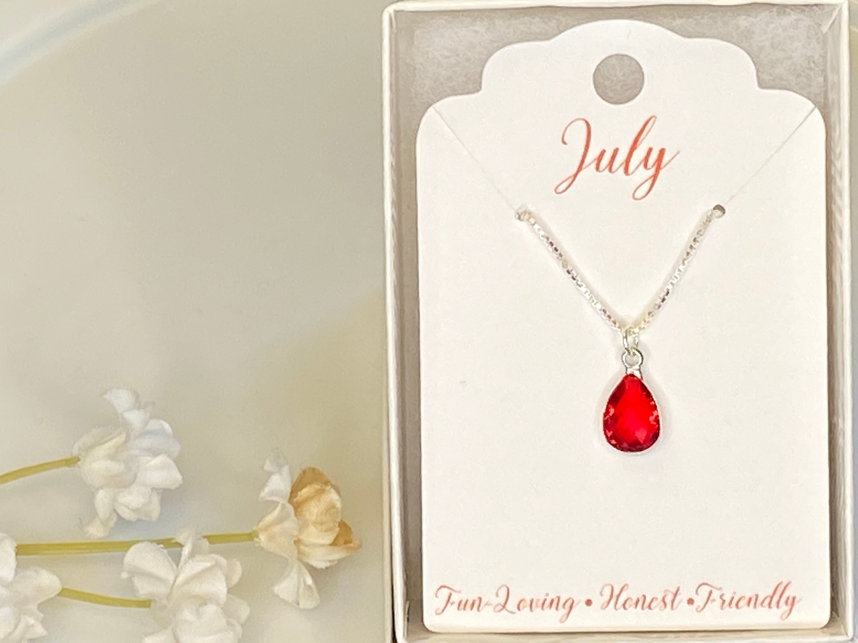 July Birthstone Necklace July Birthday Necklace Ruby | Etsy