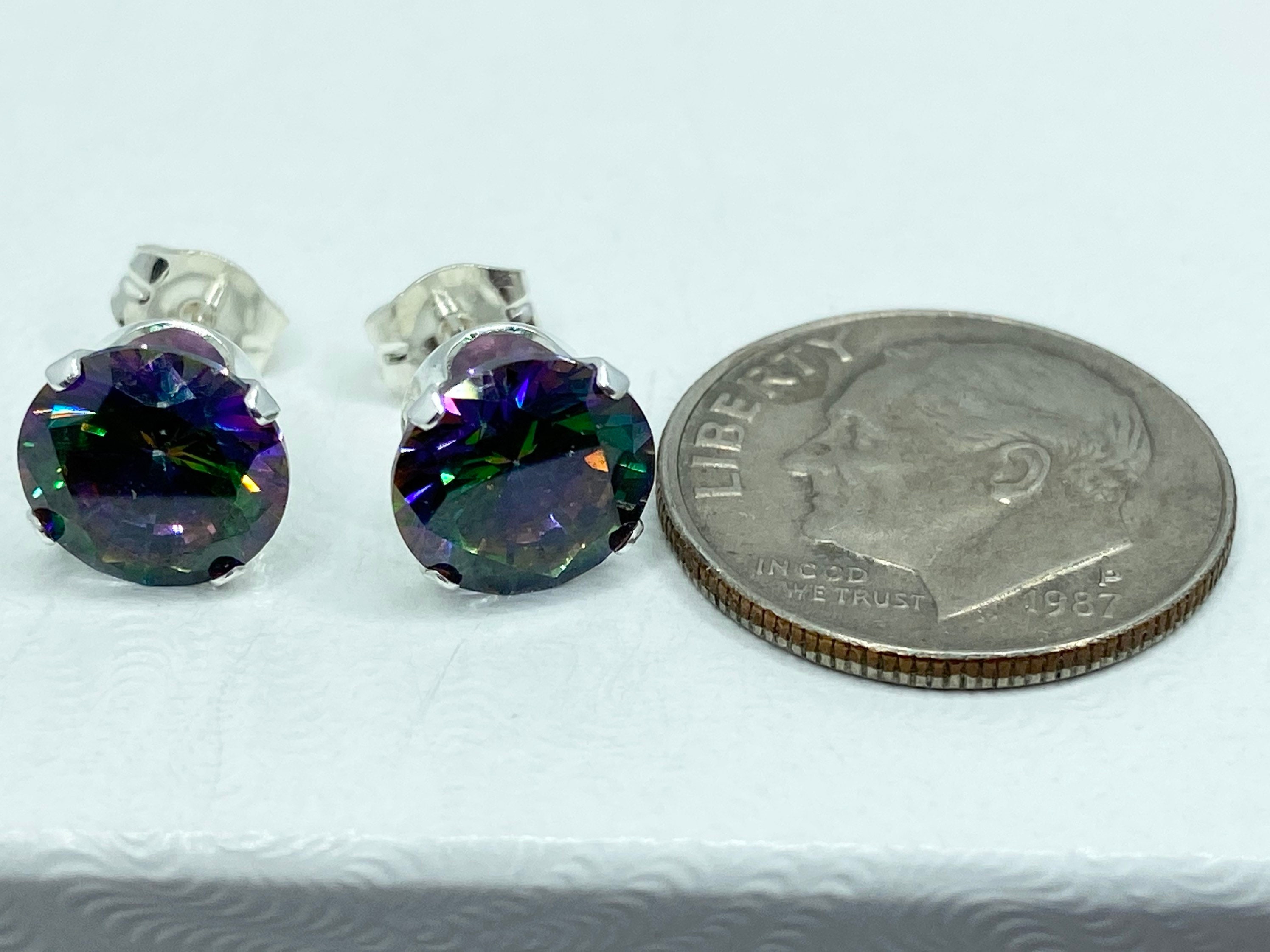 Mystic Topaz Stud Earrings Large Round Stud Earrings Mystic Topaz ...