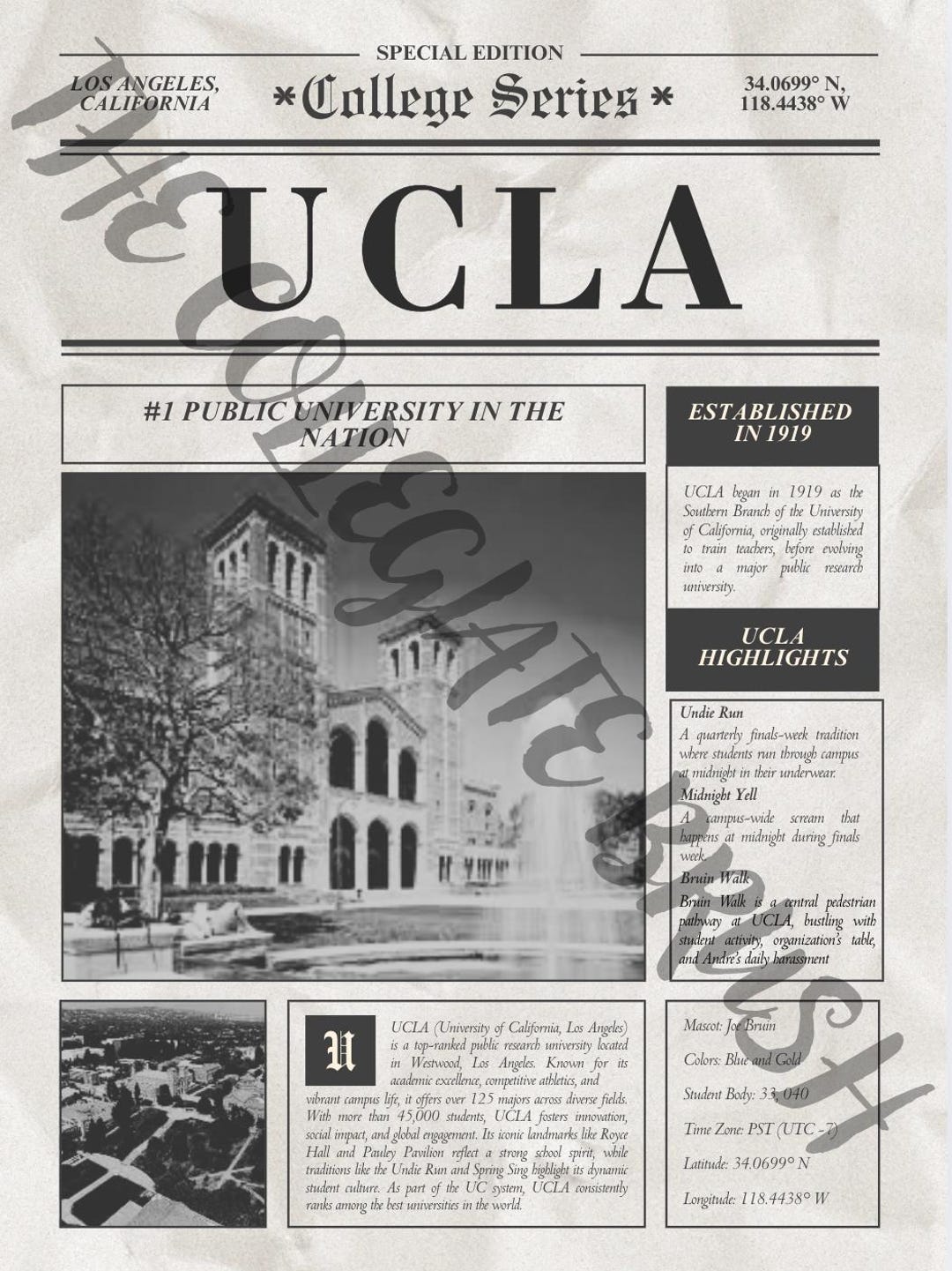 UCLA Newspaper Poster - Etsy