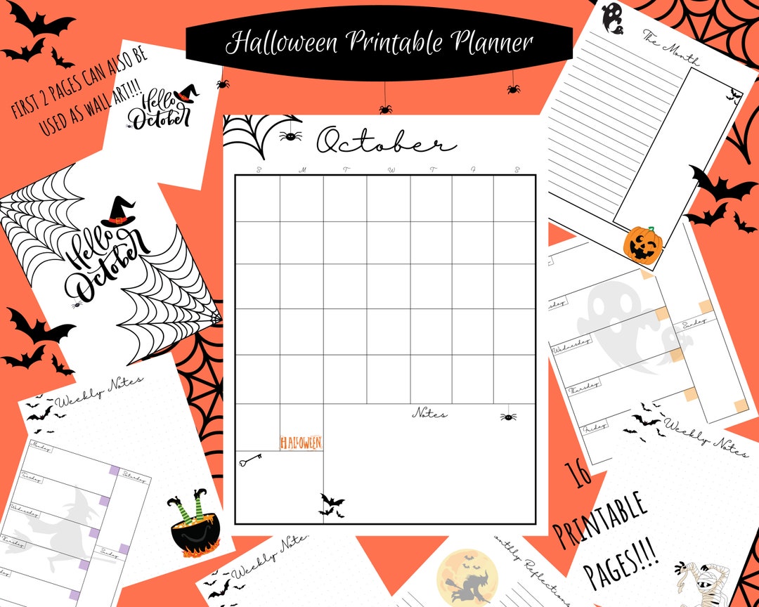 Planner Printable Halloween October Monthly Calendar Printable Student ...
