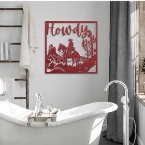 Howdy Metal Sign Gift for New Home Western Decor Outdoor Western Metal ...