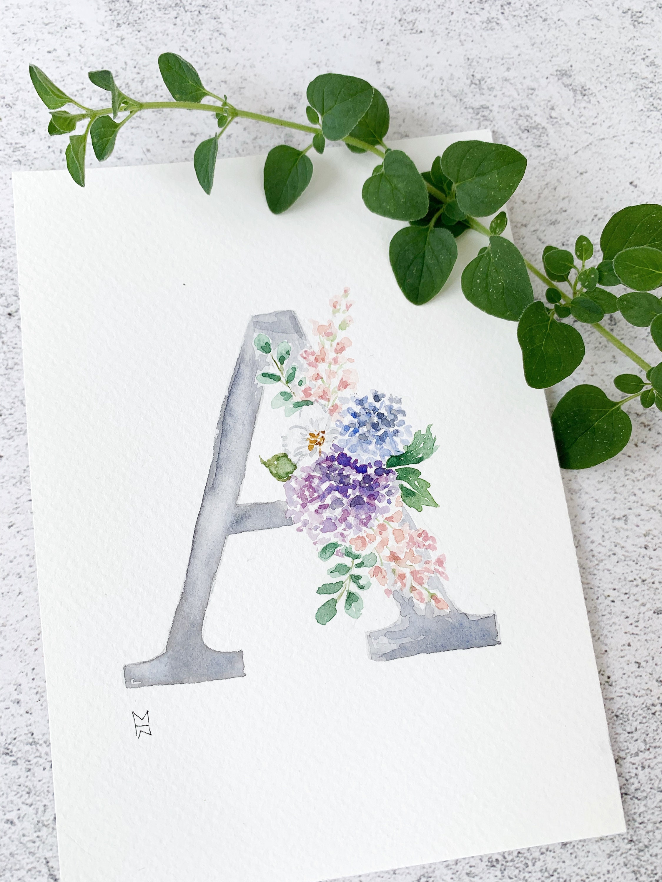 Custom Watercolor Monogram - Etsy