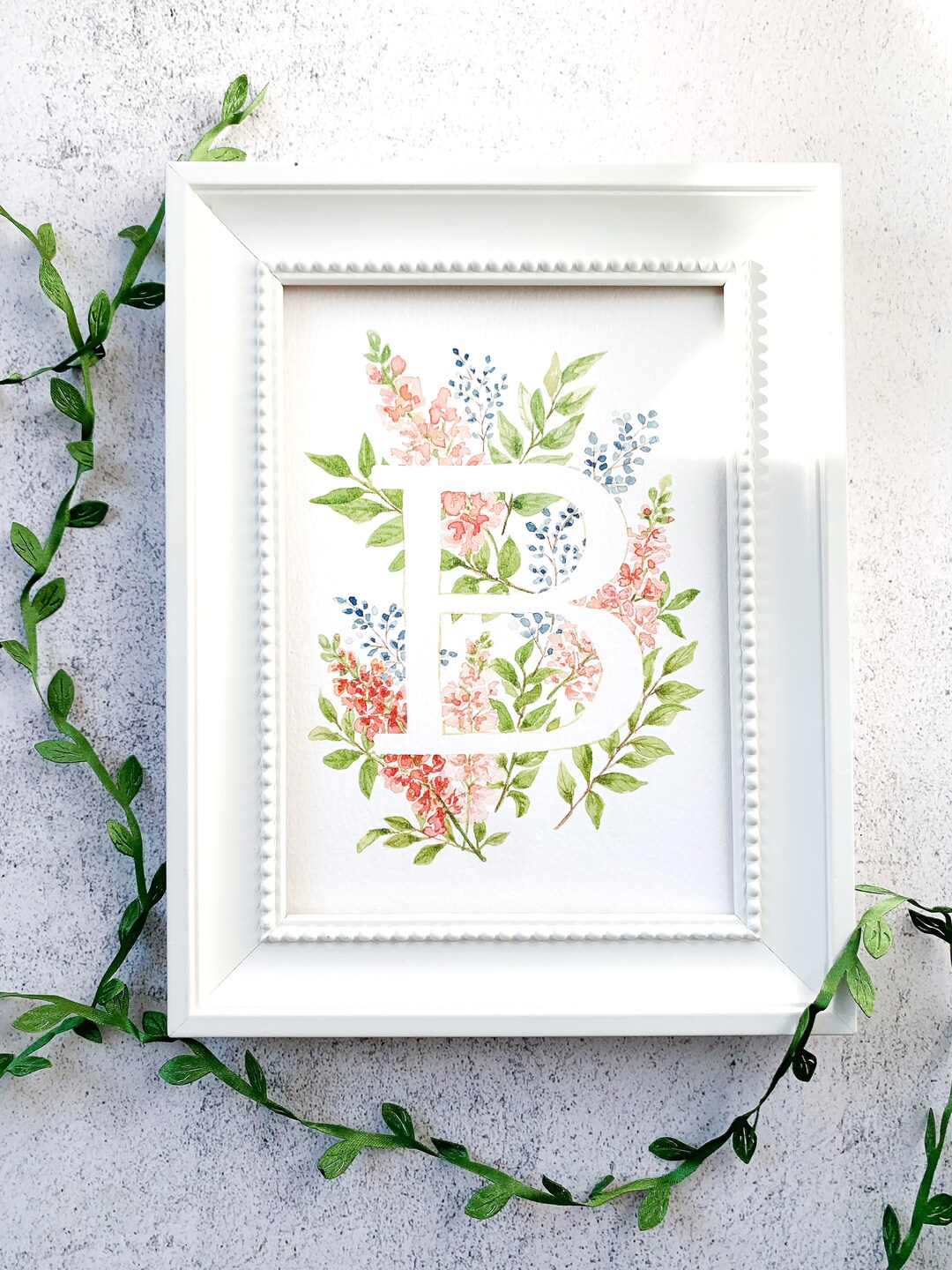 Floral Monogram B, Floral Letter B, Nursery Decor Monogram, Baby ...