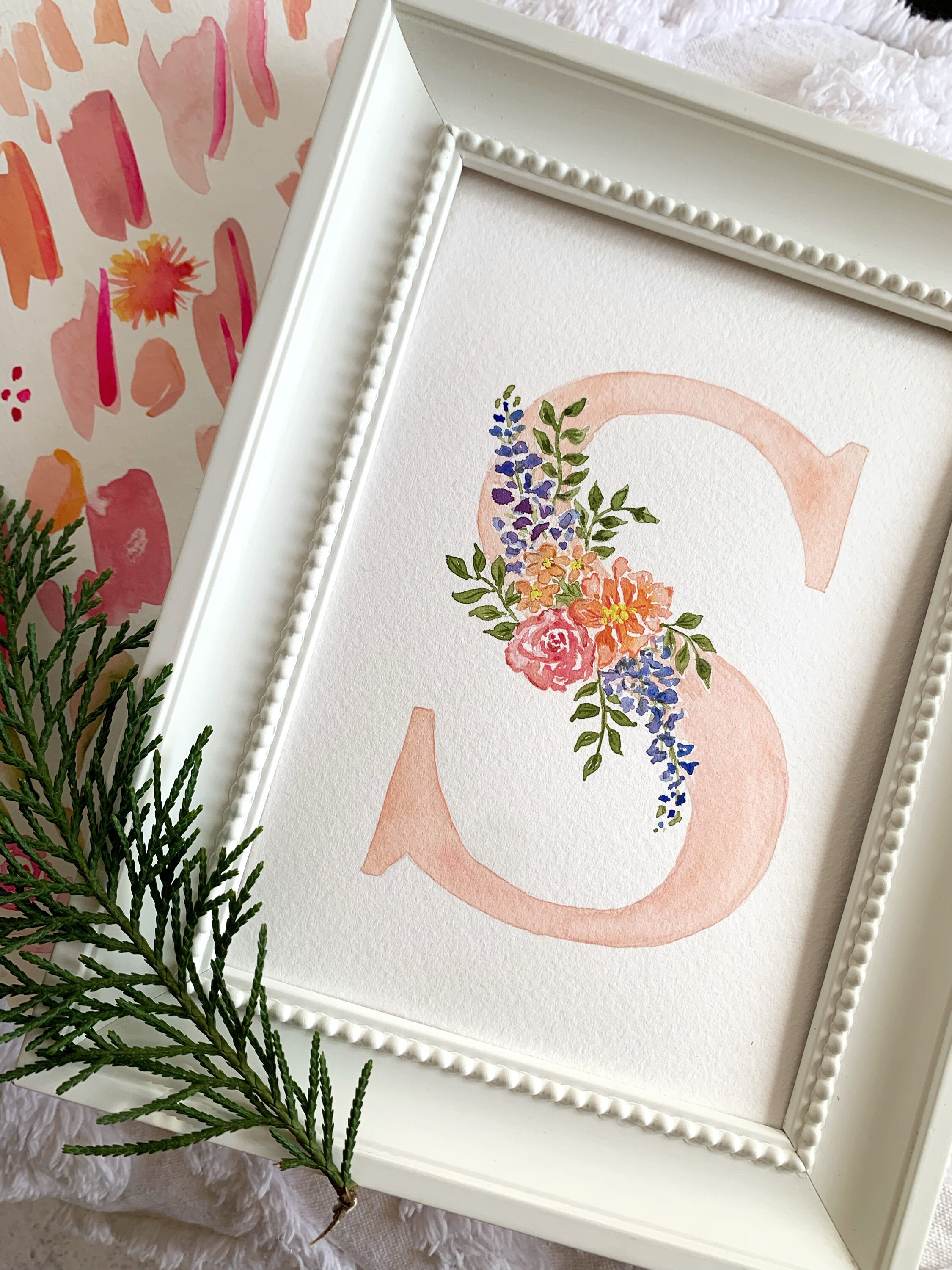 Floral Monogram S, Floral Letter S, Nursery Decor Monogram, Nursery ...