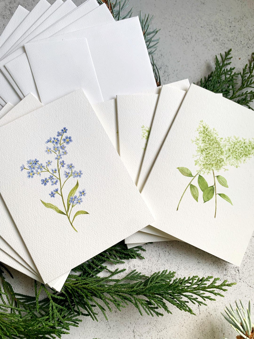 Botanical Note Cards, Watercolor Flower Note Cards, Blank Floral Note ...