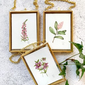 YOUR CHOICE of Flower in Hanging Frame, Mini Framed Botanical, Hanging ...