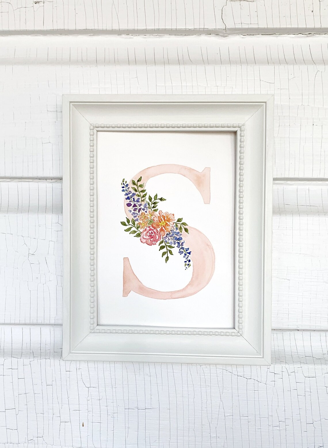 Floral Monogram S, Floral Letter S, Nursery Decor Monogram, Nursery ...