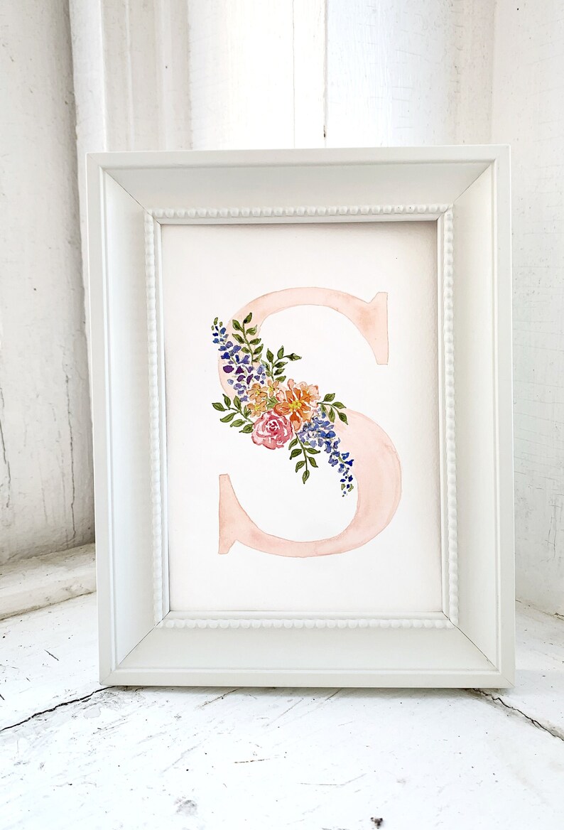 Floral Monogram S, Floral Letter S, Nursery Decor Monogram, Nursery ...