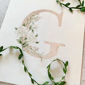 Floral Monogram G, Floral Letter G, Nursery Decor Monogram, Baby ...