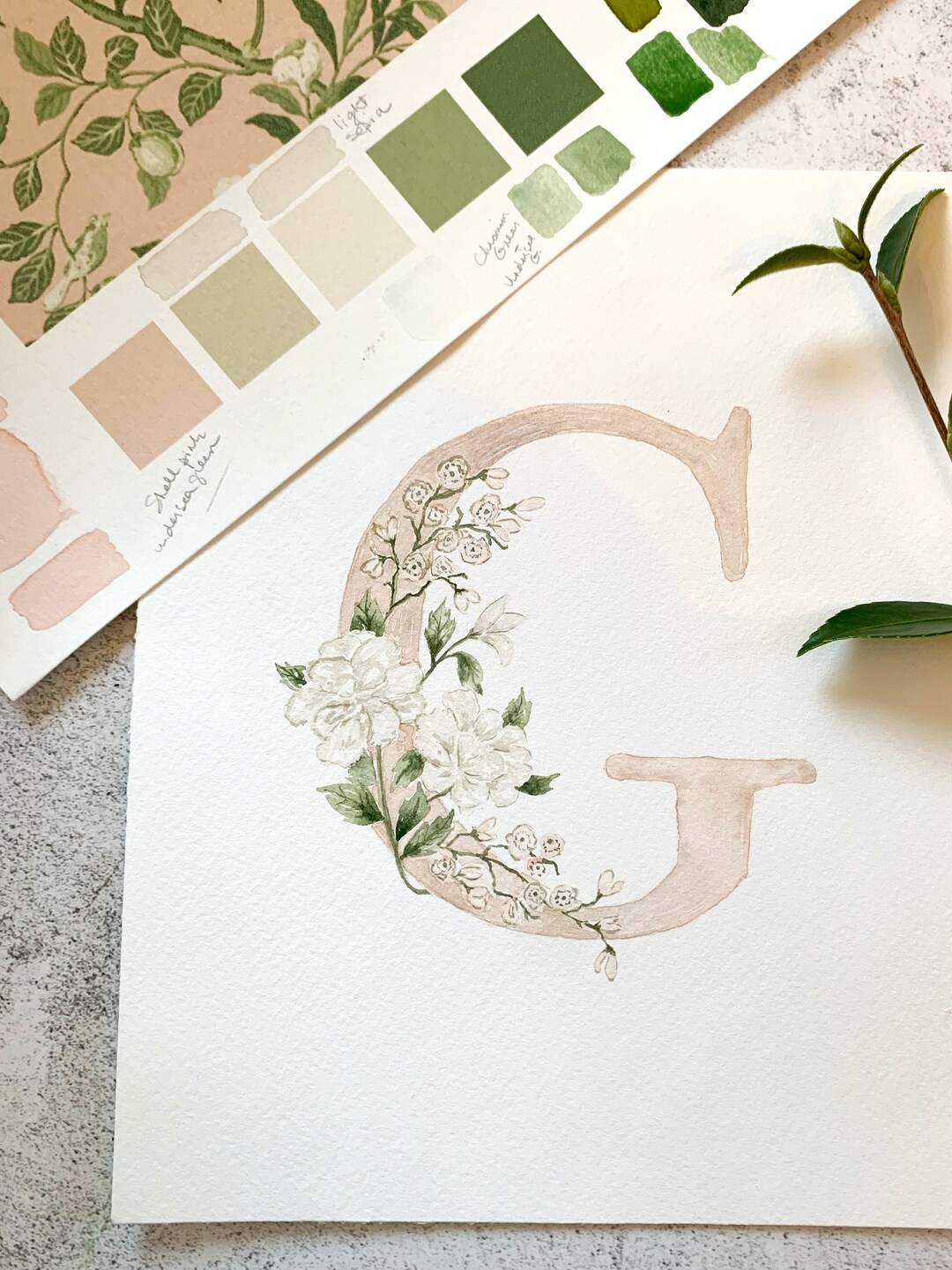 Floral Monogram G, Floral Letter G, Nursery Decor Monogram, Baby ...