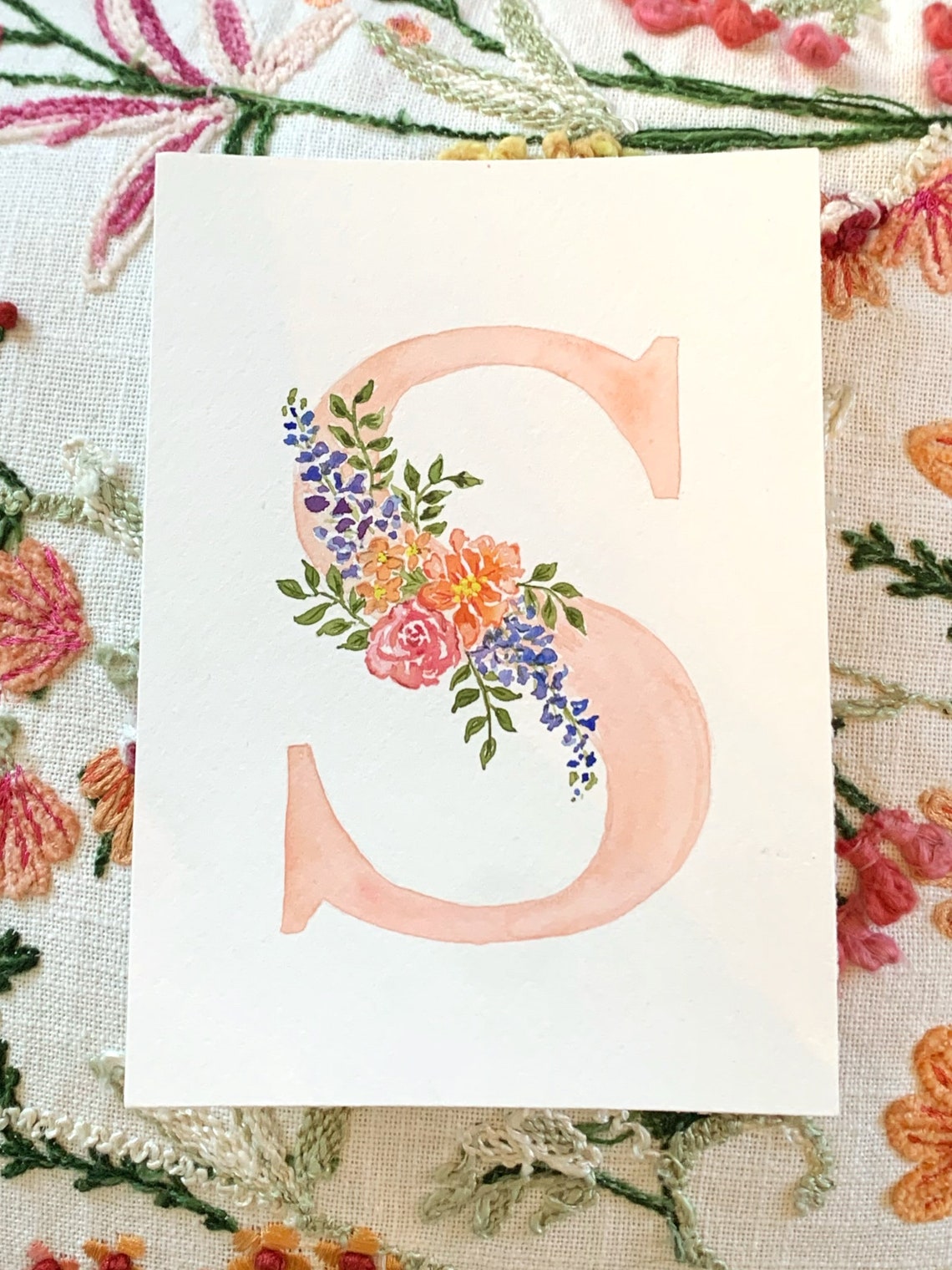 Floral Monogram S, Floral Letter S, Nursery Decor Monogram, Nursery ...