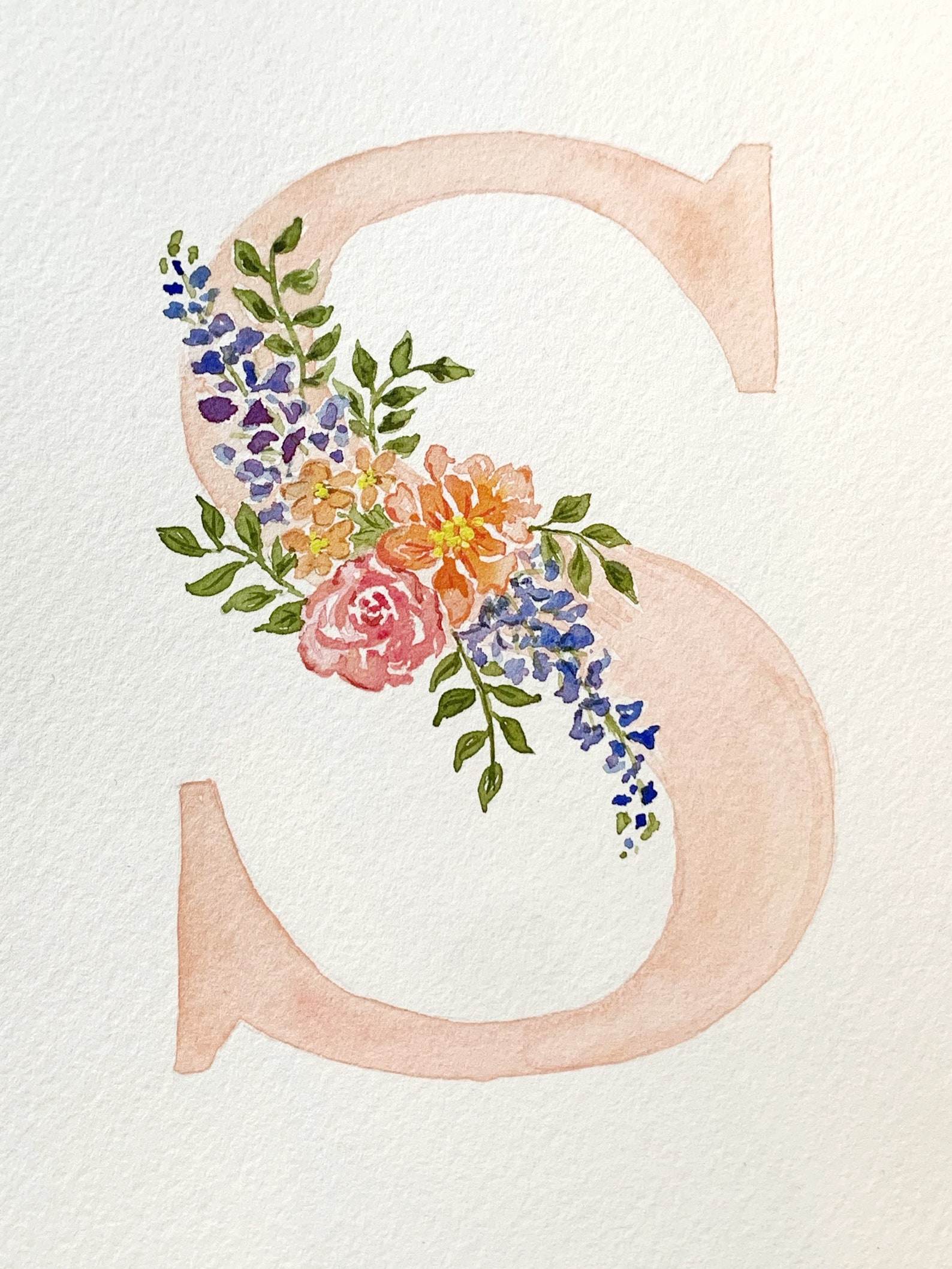 Floral Monogram S, Floral Letter S, Nursery Decor Monogram, Nursery ...
