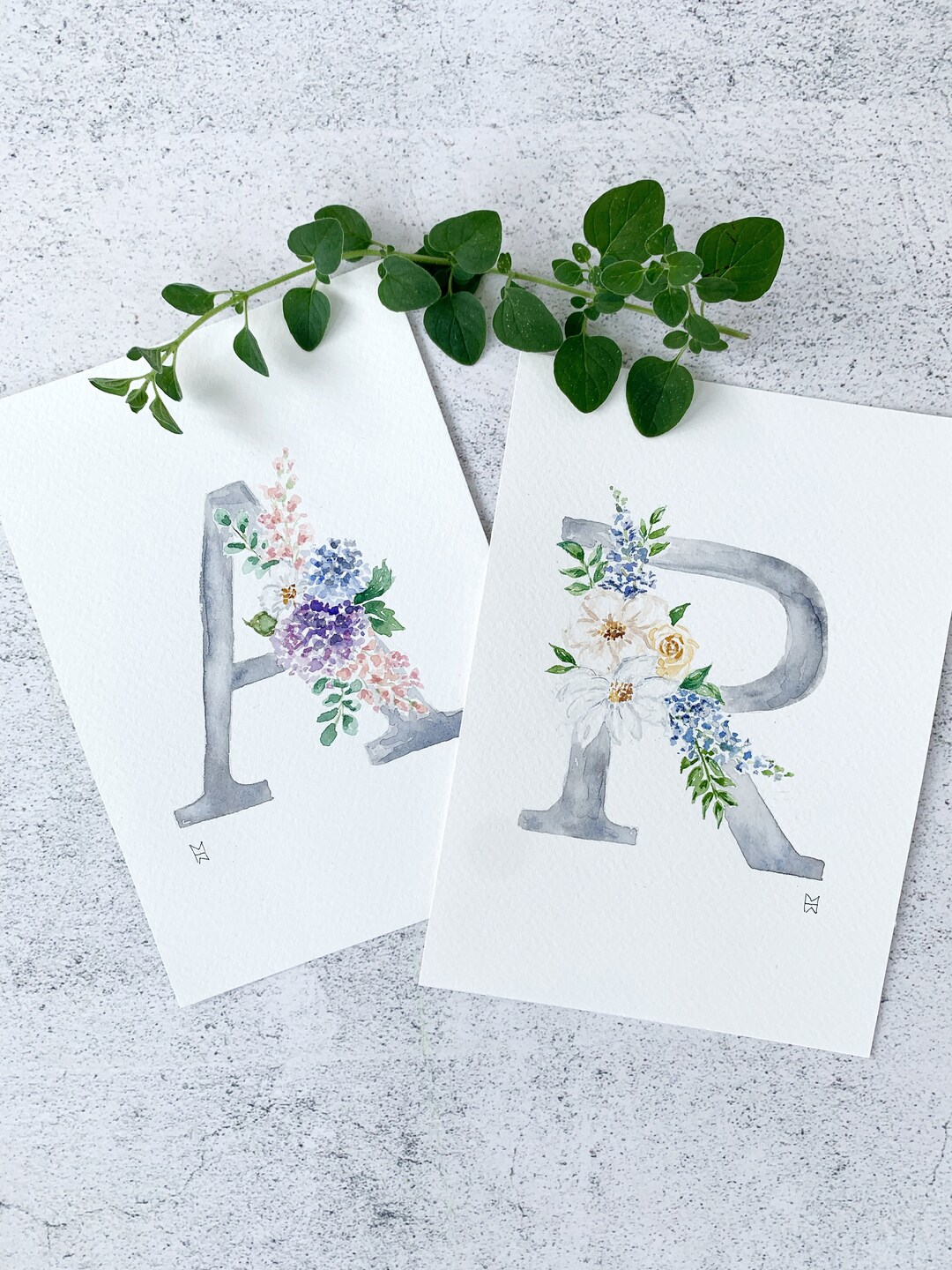 Custom Watercolor Monogram - Etsy