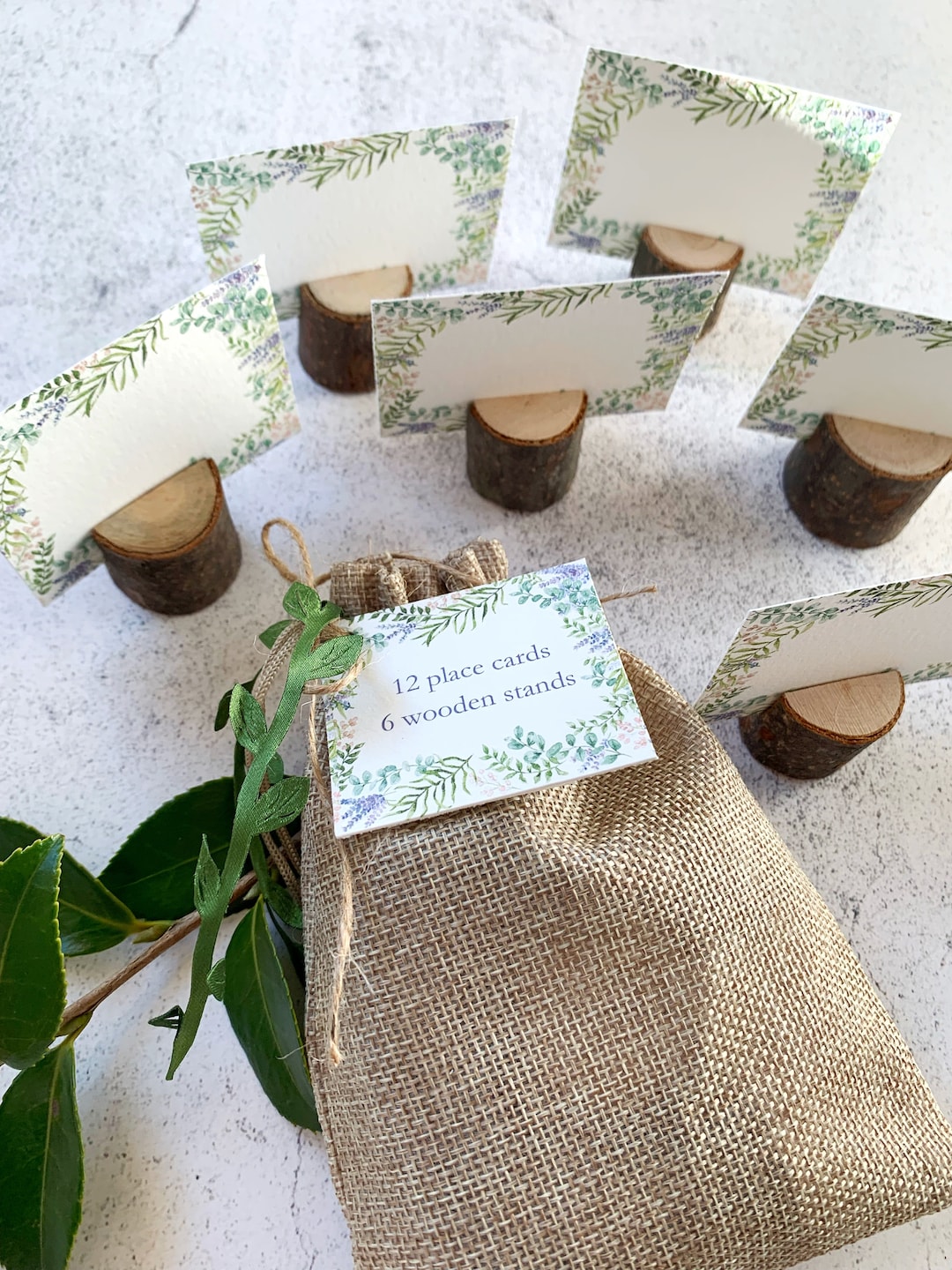 Floral Place Cards With Wooden Stands, Bridal Shower Place Cards ...