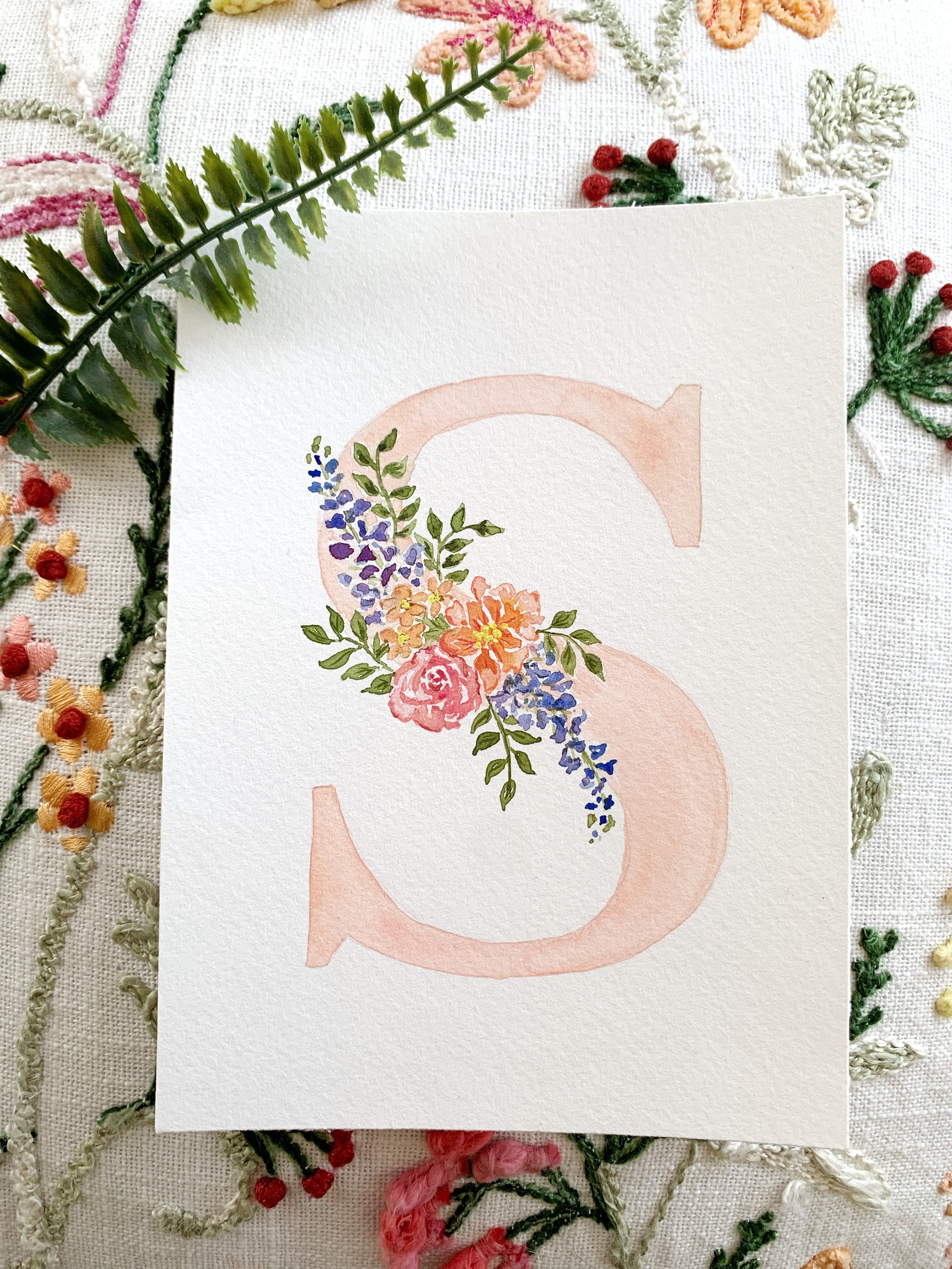 Floral Monogram S, Floral Letter S, Nursery Decor Monogram, Nursery ...