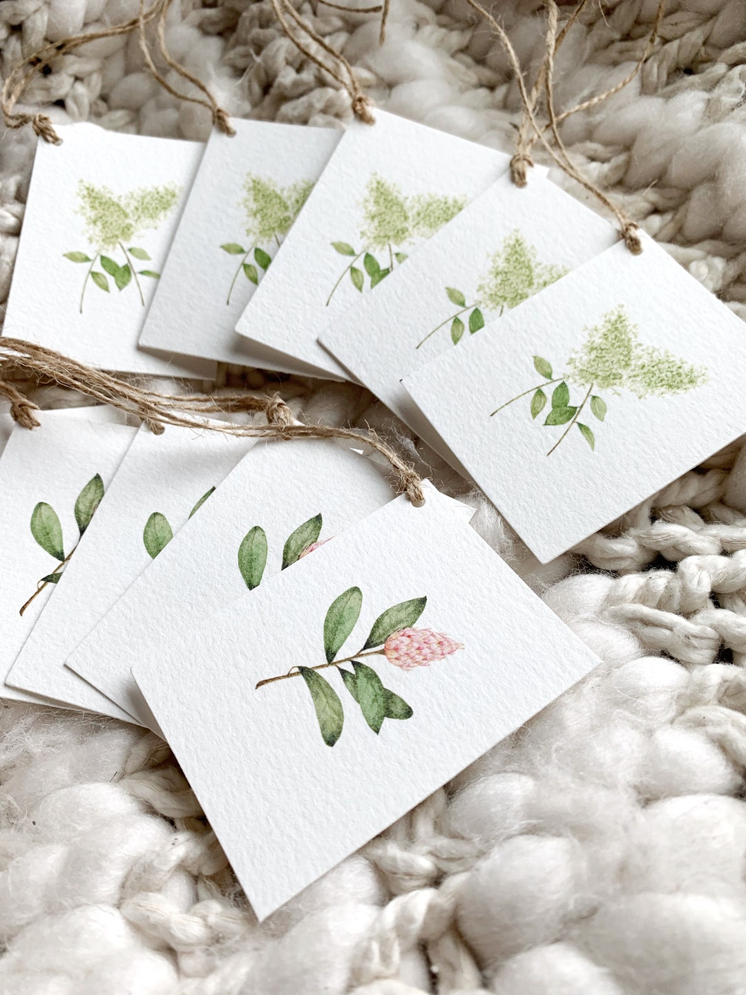 Hydrangea & Magnolia Flower Gift Tags, Bridal Gift Tags, Wedding Gift ...